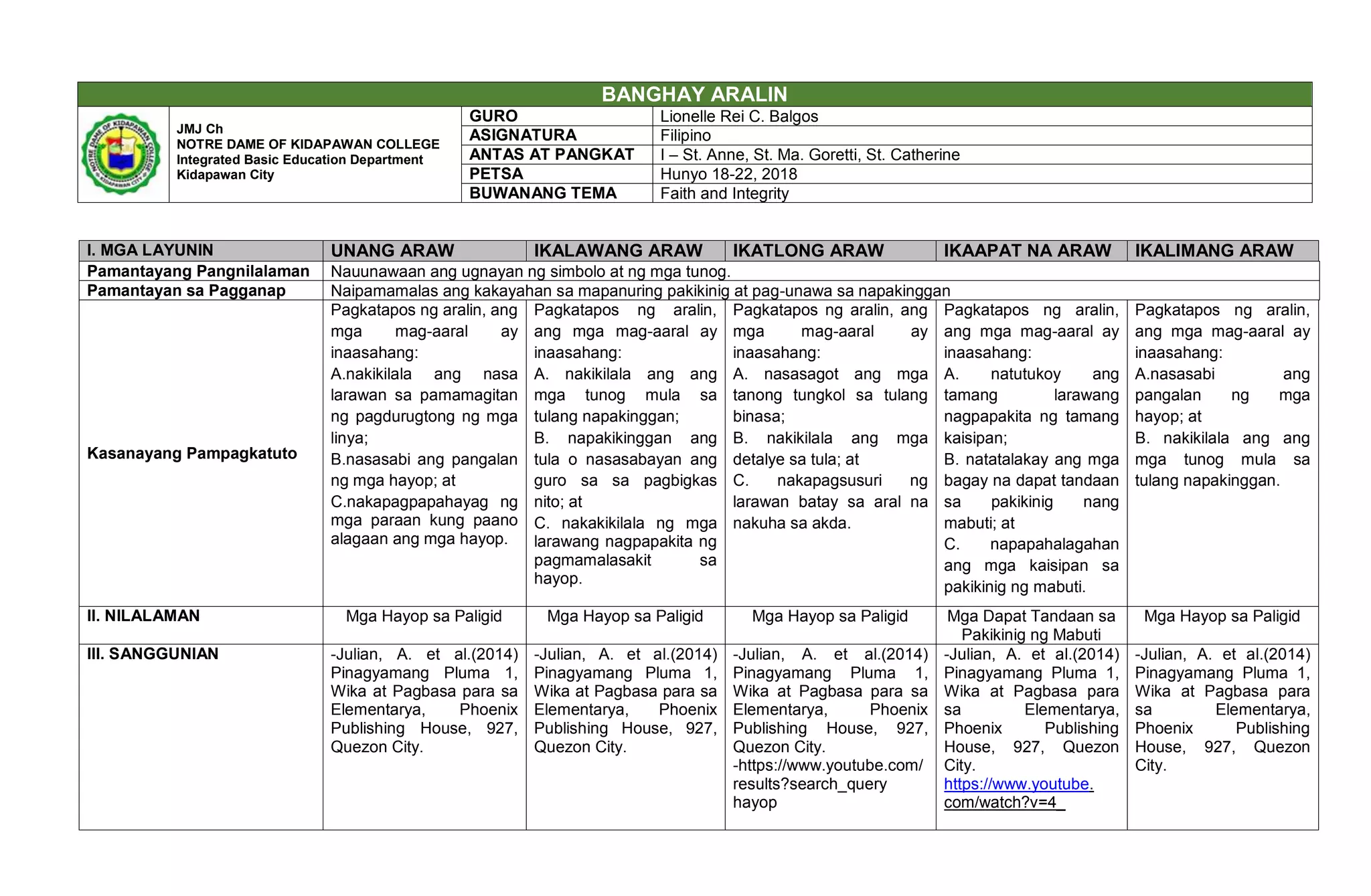 Filipino Lesson Plan | PDF