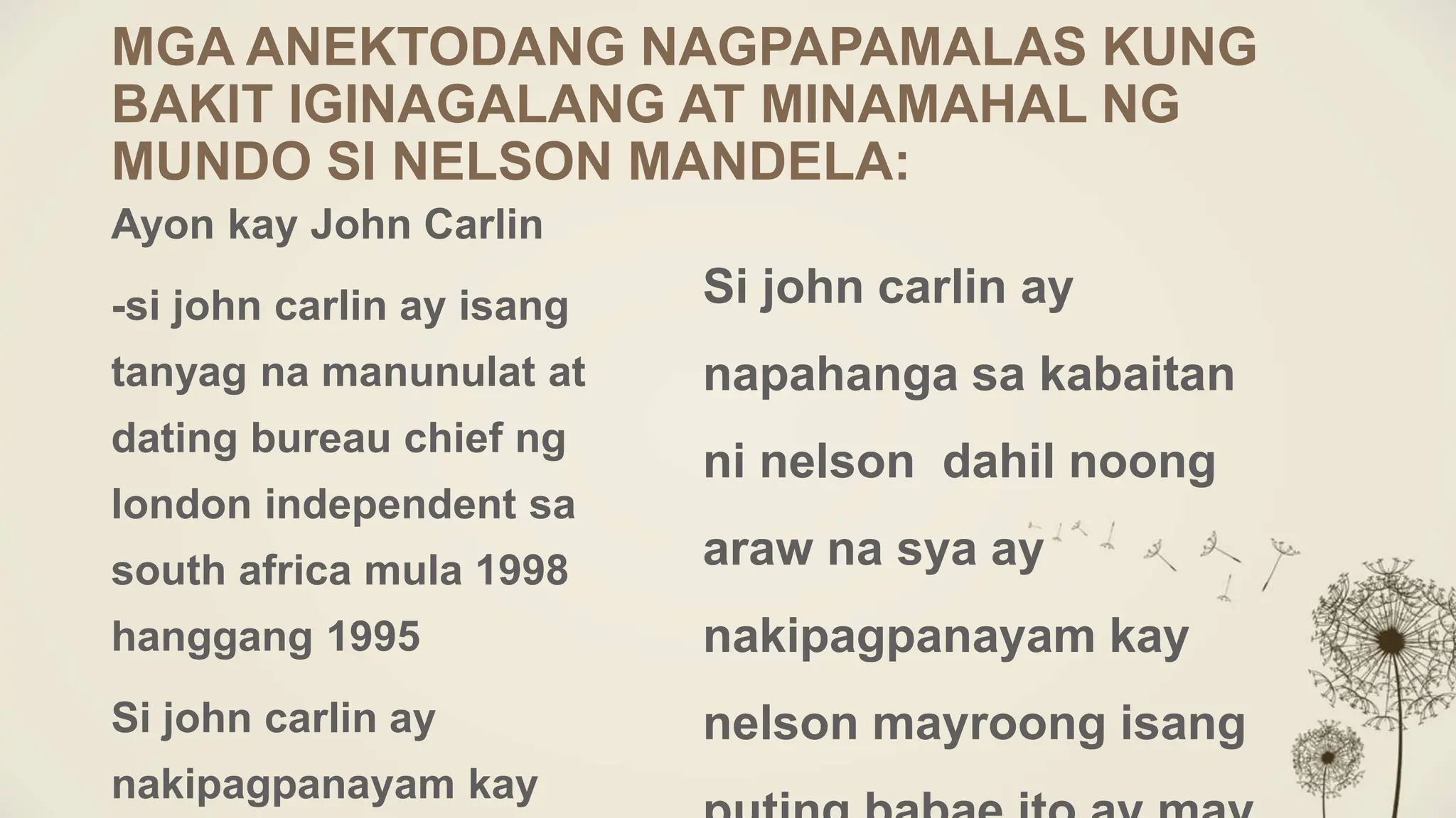 Filipino 10 anektoda sa buhay ni nelson mandela | PPTX