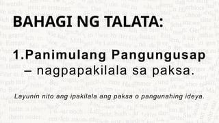 Filipino. - Pangungusap at Talata...pptx