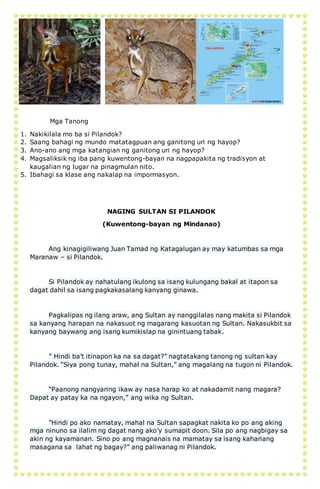 Naging Sultan Si Pilandok/ Kuwentong-Bayan | DOCX