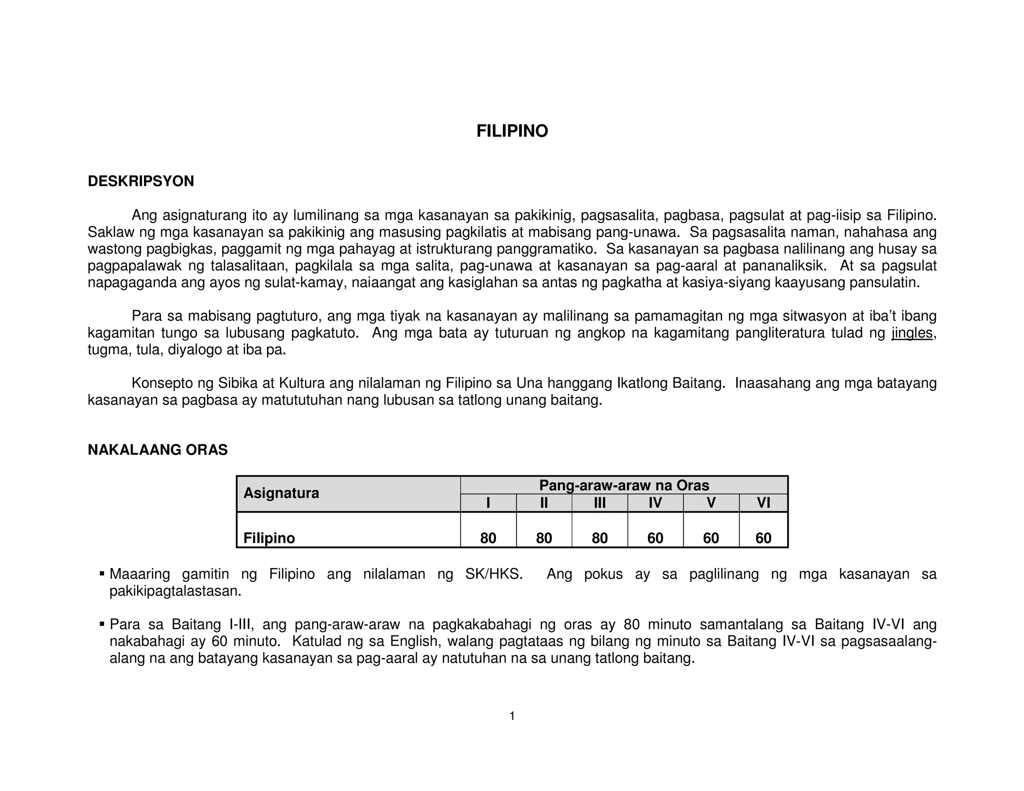 Filipino Elementary Bec, PELC Filipino | PDF