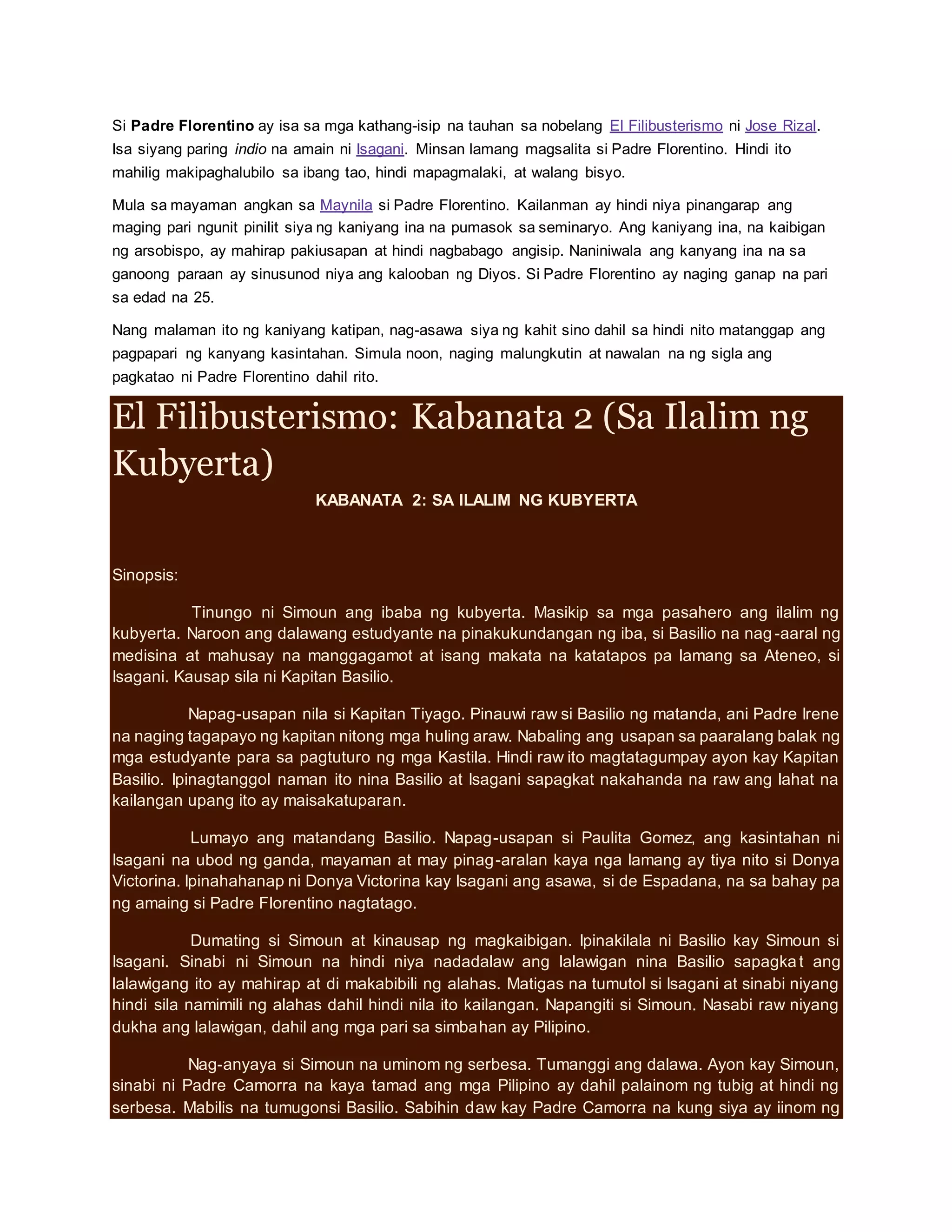 Filipino el fili- padre florentino | DOCX