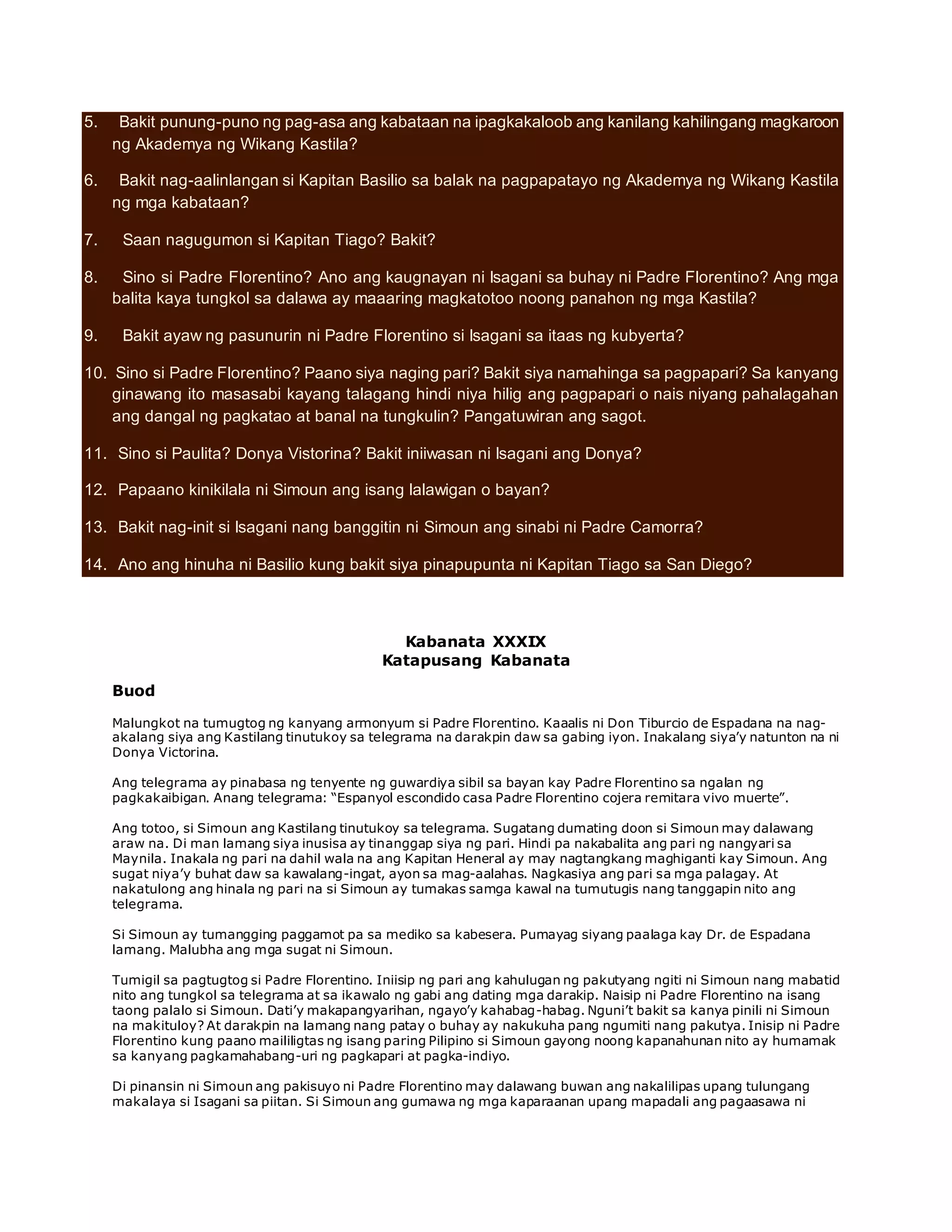 Filipino el fili- padre florentino | DOCX