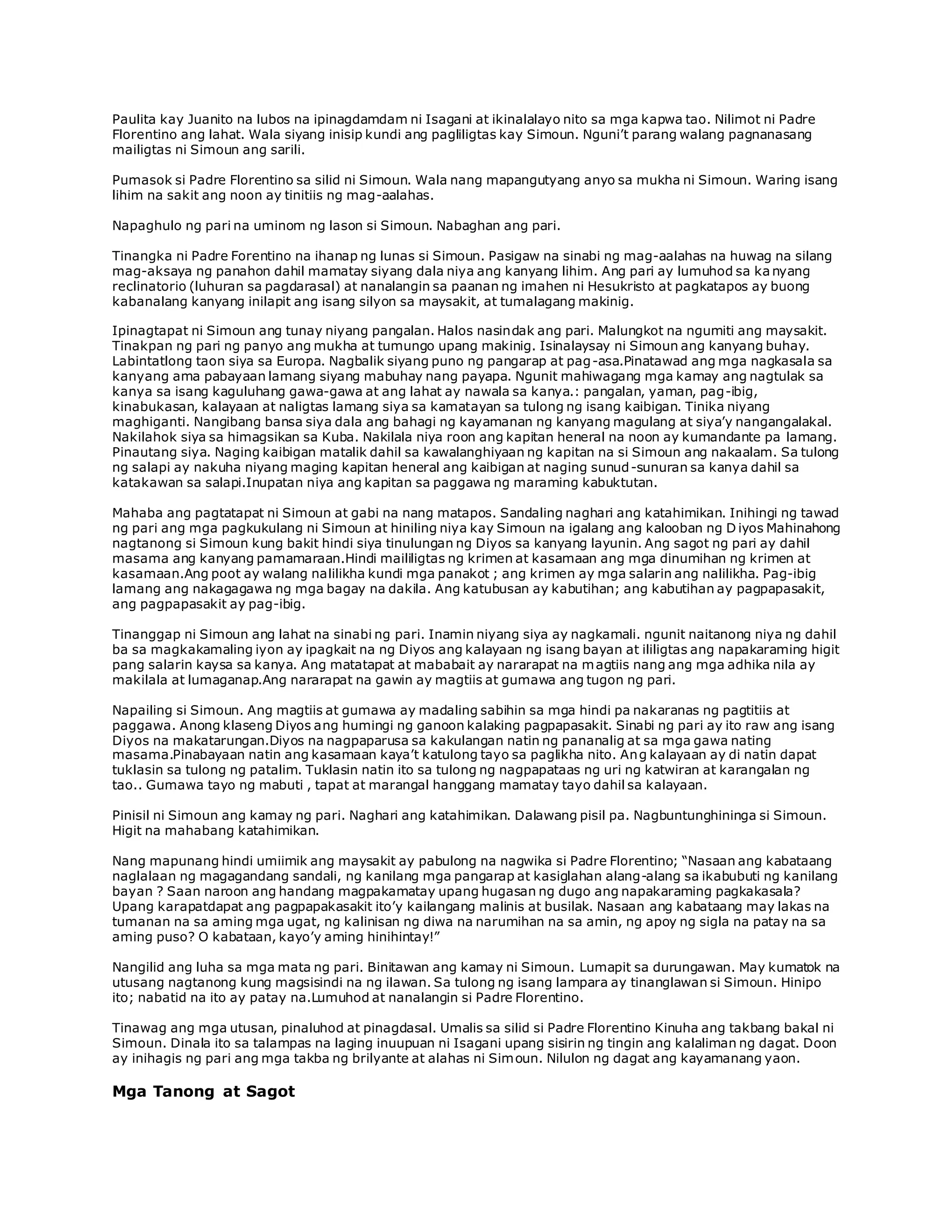 Filipino El Fili Padre Florentino Pdf