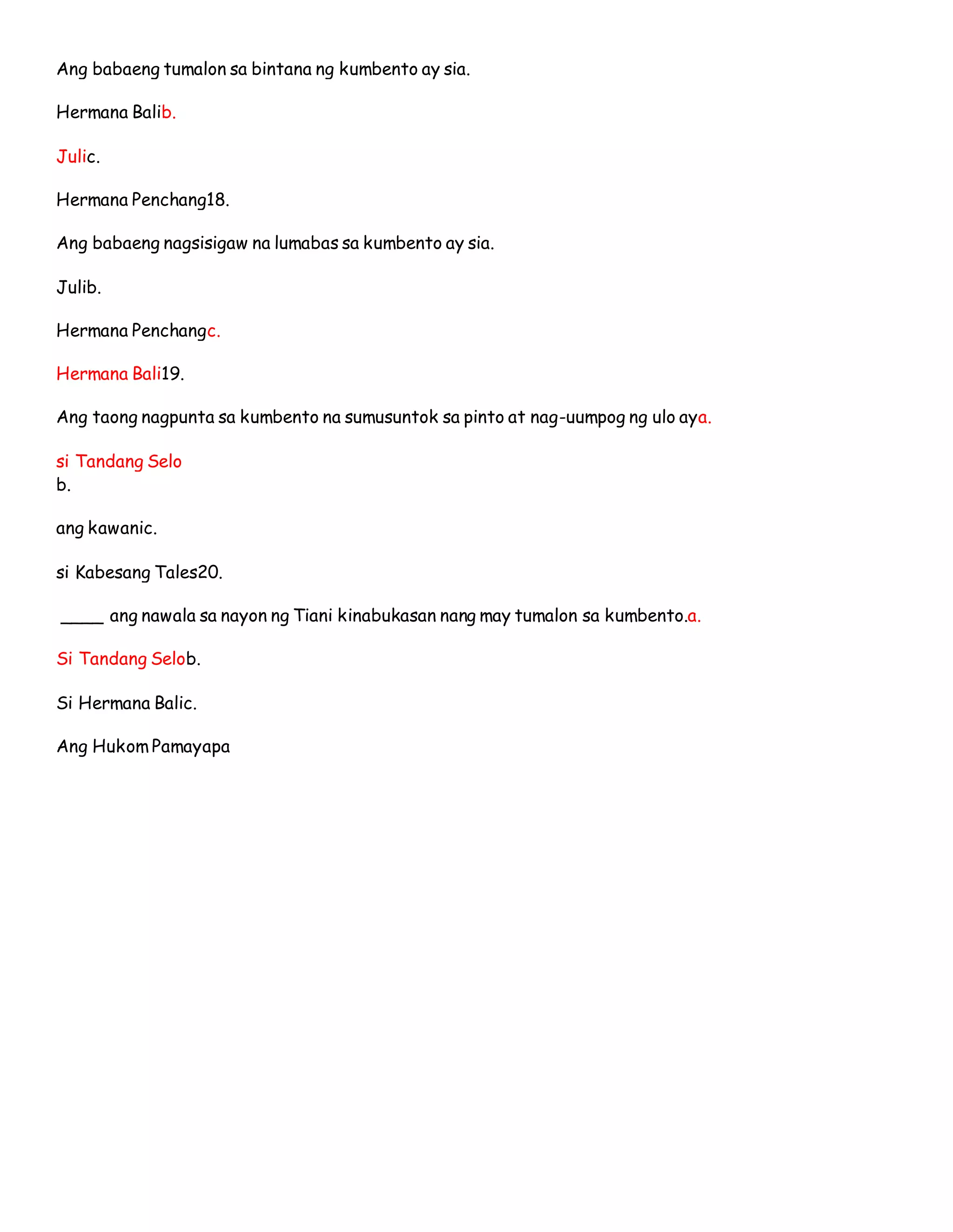 Filipino el fili- to be edit quiz | DOCX