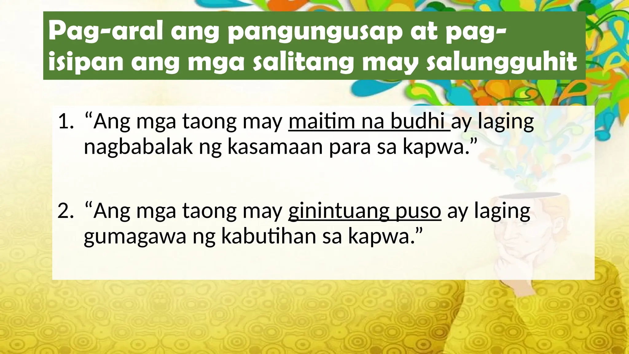 FILIPINO - Pagbibigay Kahulugan sa mga Matalinghaggang Salita.pptx