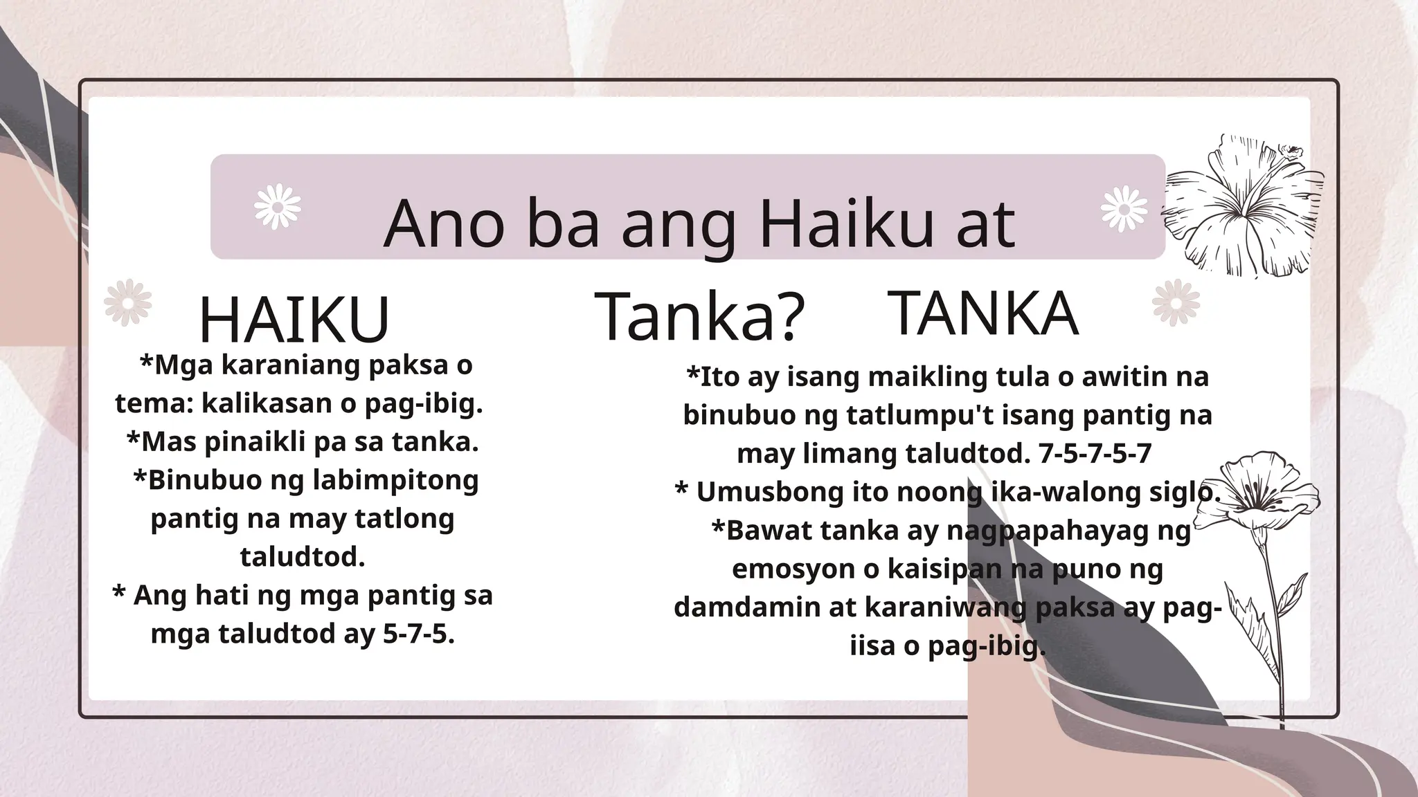 FILIPINO TANKA AT HAIKU GRADE 9 | PPTX