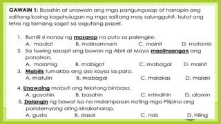 Grade 4 Filipino Quarter 1 Week 1 Presentation | PPTX