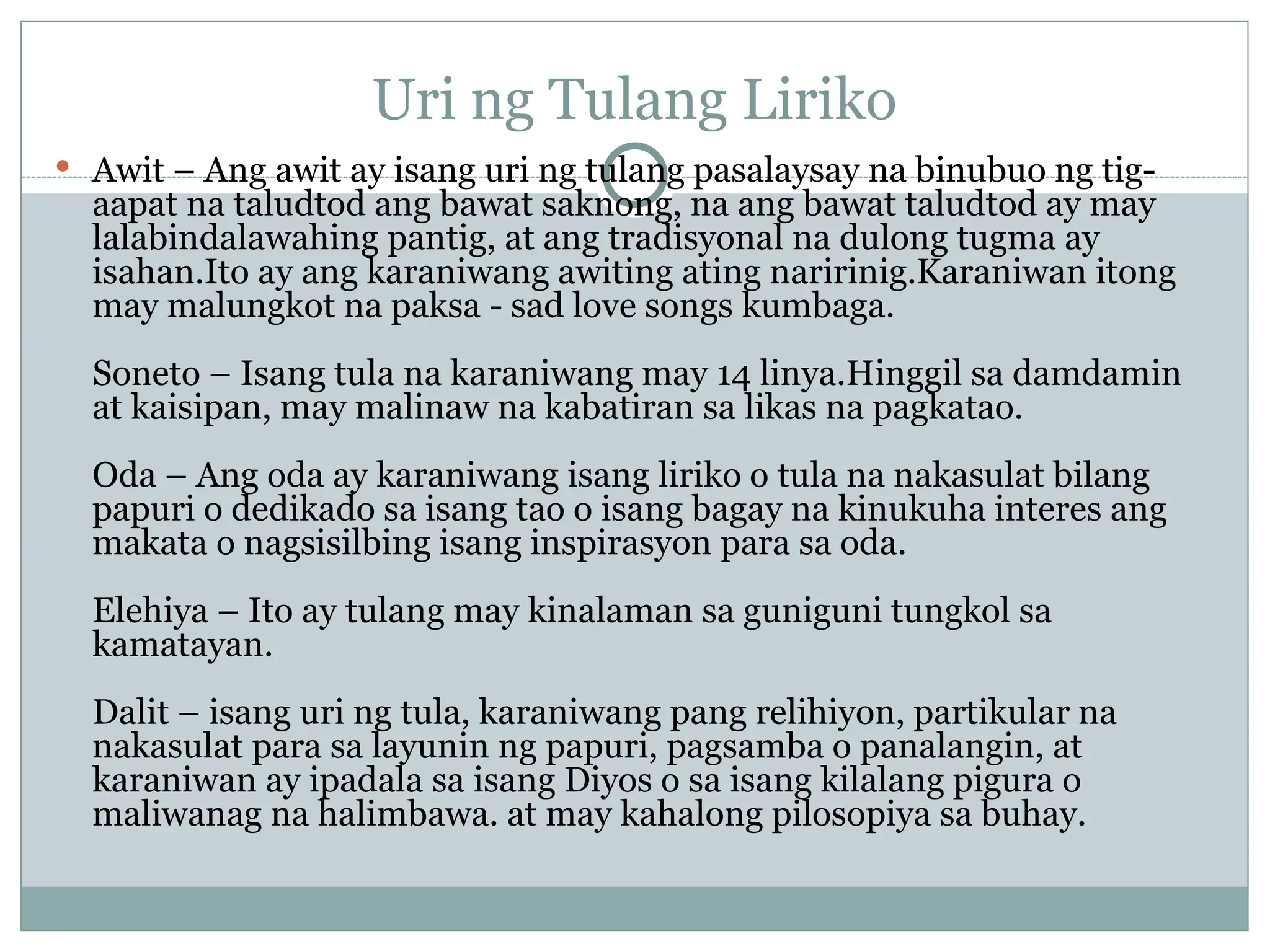ARALIN SA filipino-tula AT MGA URI NG TULA | PPT