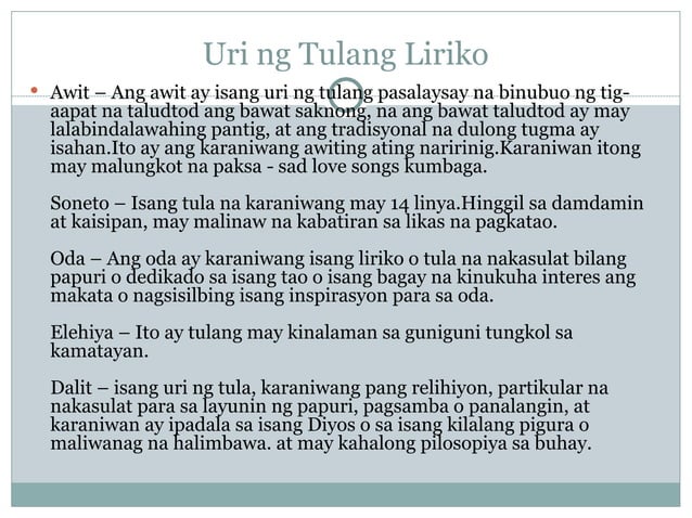 ARALIN SA filipino-tula AT MGA URI NG TULA | PPT