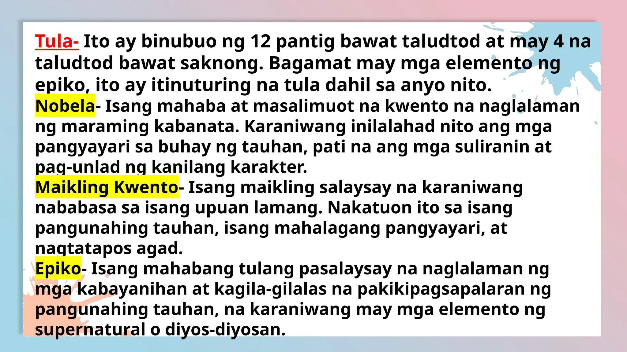 FILIPINO-WIKA-AT-PANITIKAN review materials | PPTX