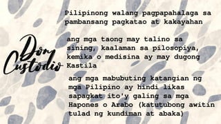 Filipino 10 - Don Custodio at mga Ayos-Maynila | PDF