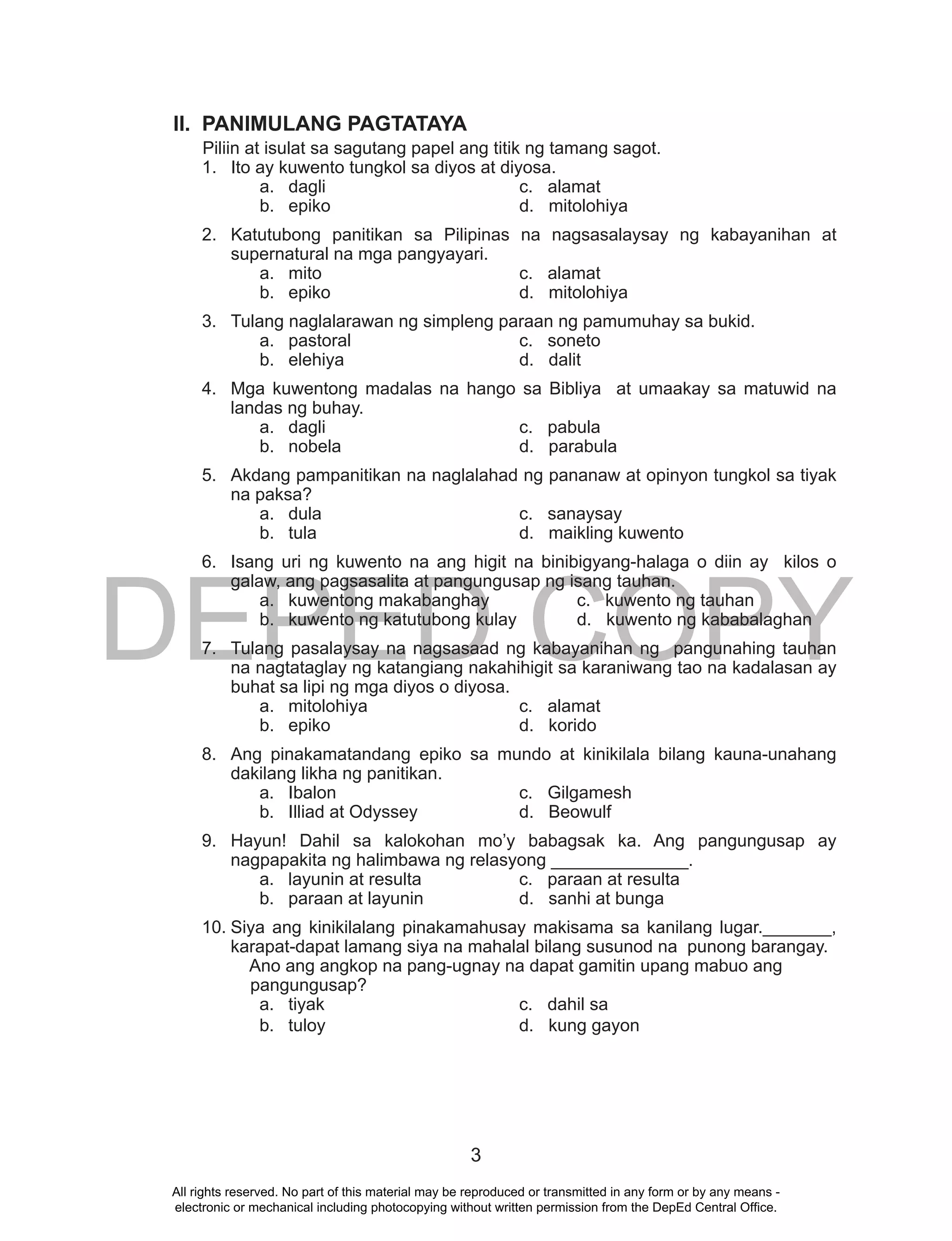 Filipino Grade 10 Learner's Module | PDF