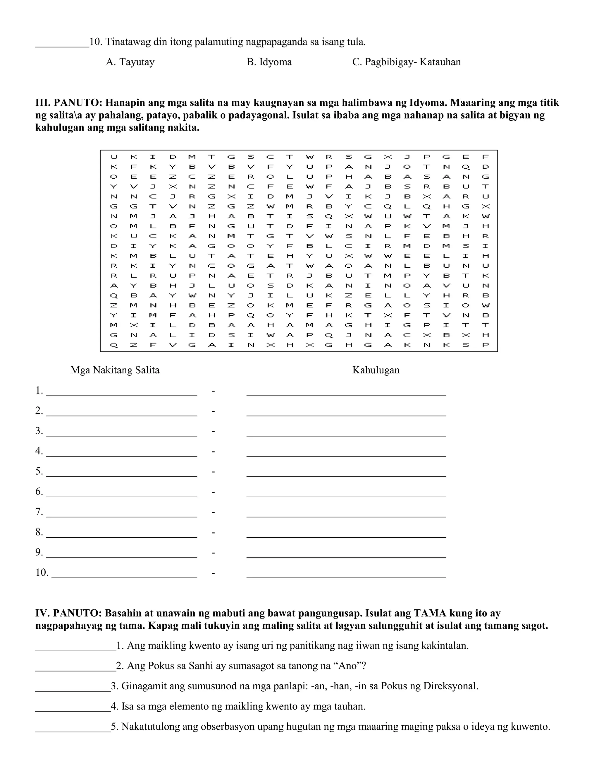 FILIPINO 10 HALIMBAWANG PAGSUSULIT Q1.docx