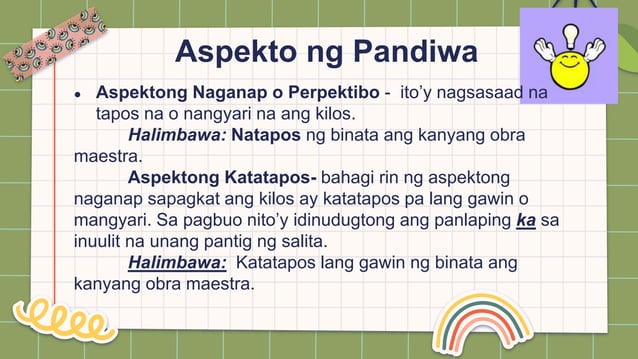 filipino 10 (Pokus at aspekto ng pandiwang Pandiwa).pptx | Space and ...