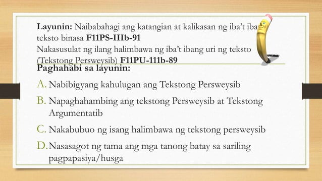 Filipino 11-COT1.pptx TEKSTONG PERSUWEYSIB | PPTX