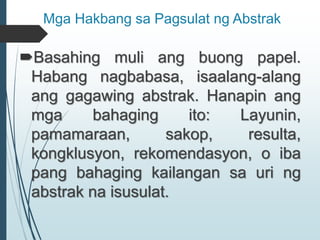 Akademikong Pagsulat Abstrak | PPTX