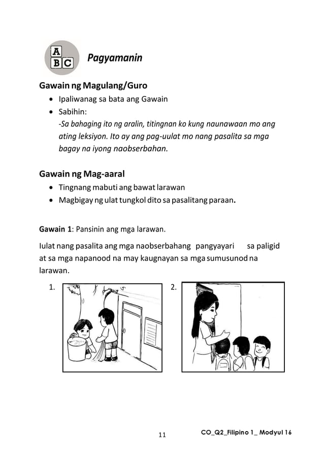 Filipino1_Q2_Mod16_Pag-uulatnangPasalitangmga-NaobserbahangPangayayrisaPaligidatsamgaNapanood ...