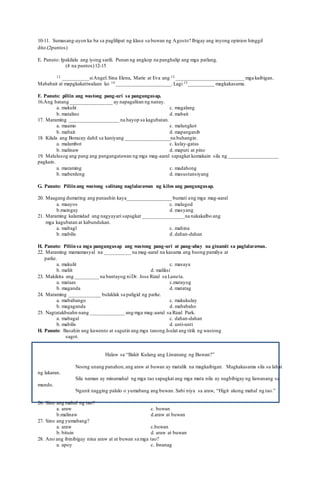 DIAGNOSTIC TEST FOR Filipino 2 | DOCX