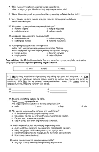Periodical Test in Filipino 2 | PDF