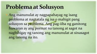 Filipino 2 Paghahambing at Pagkokontrast, Problema at solusyon & Sanhi ...
