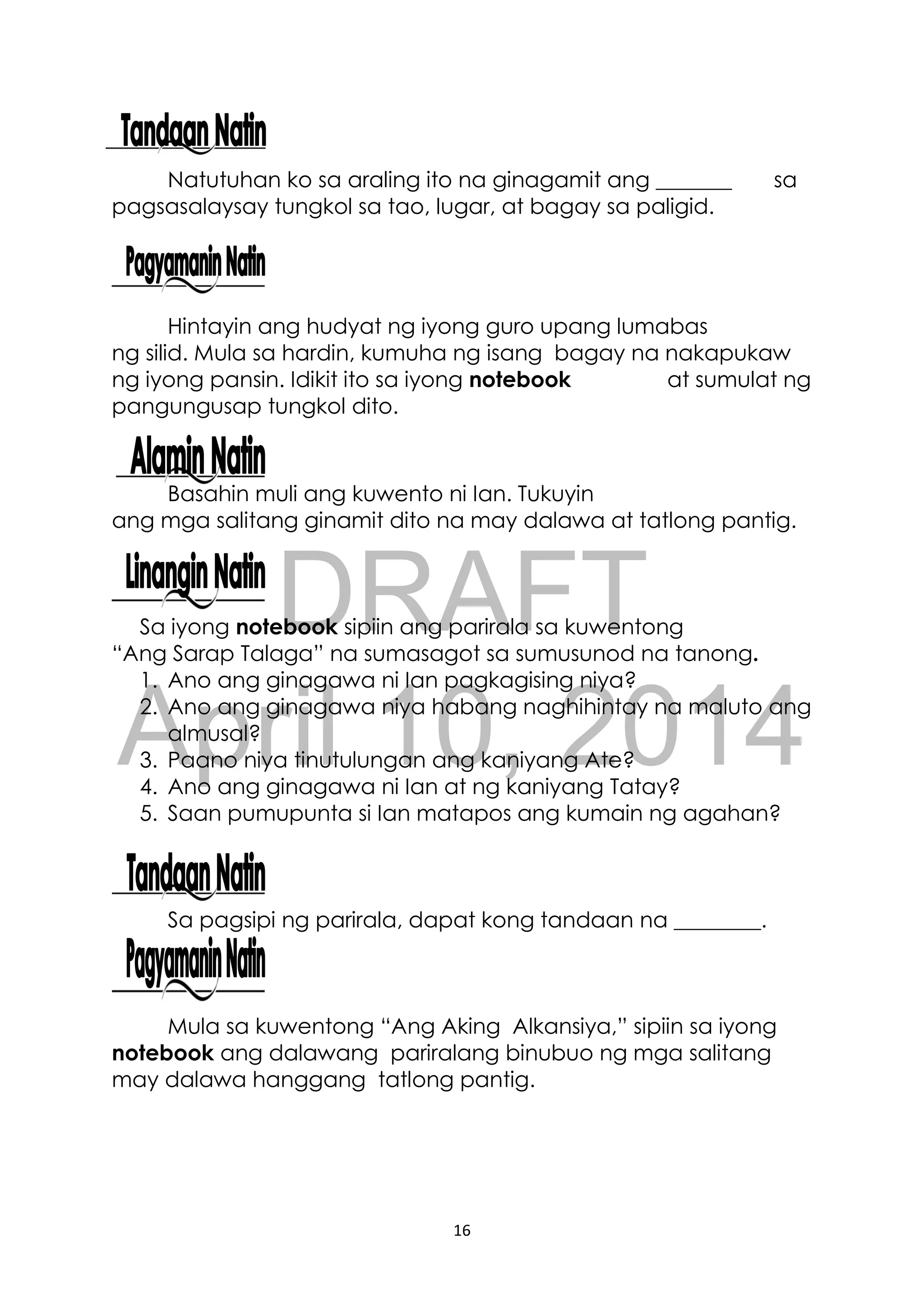 Grade 3 Filipino Learners Module Pdf