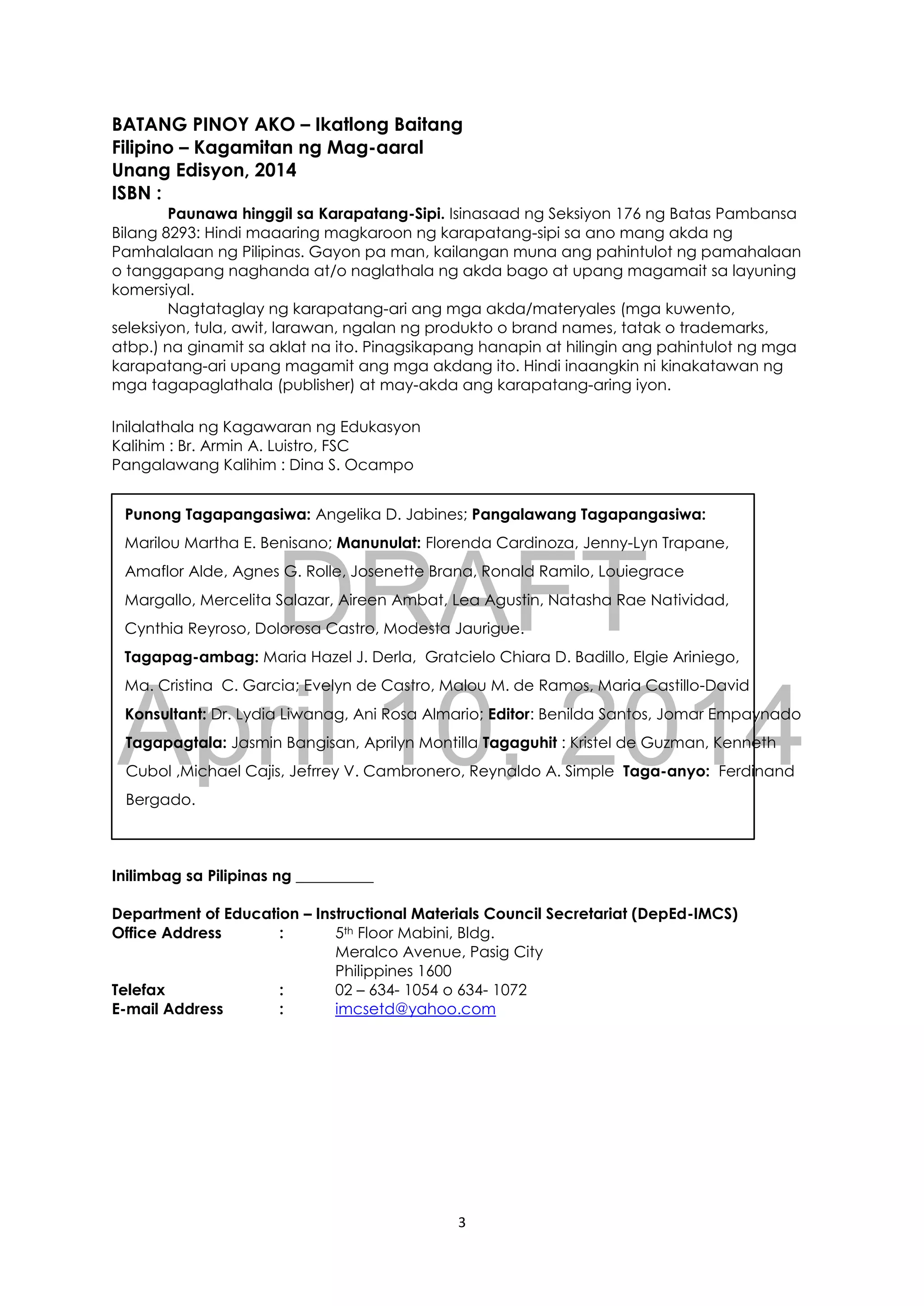 Grade 3 Filipino Learners Module | PDF