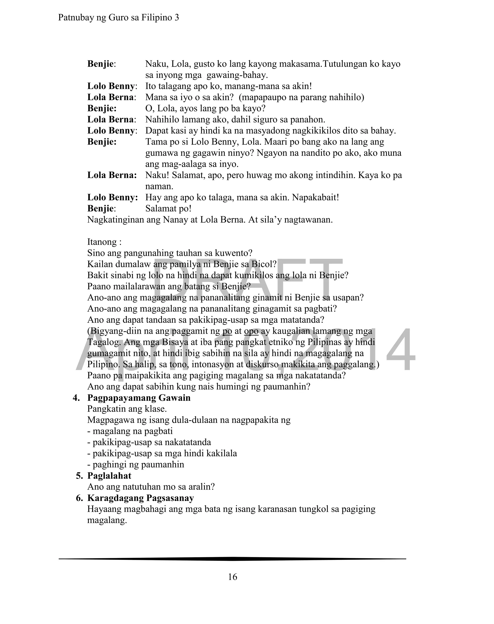 Grade 3 Filipino Teachers Guide | PDF