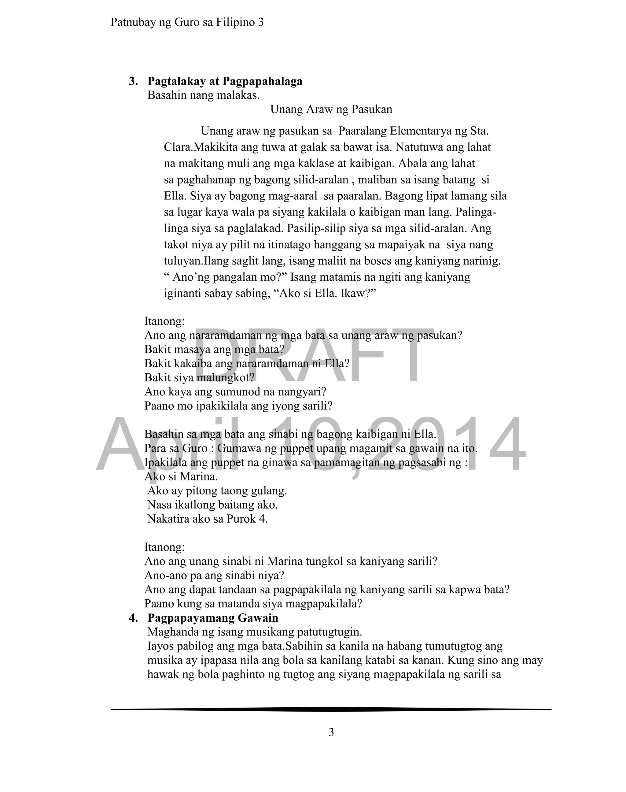 Grade 3 Filipino Teachers Guide | PDF