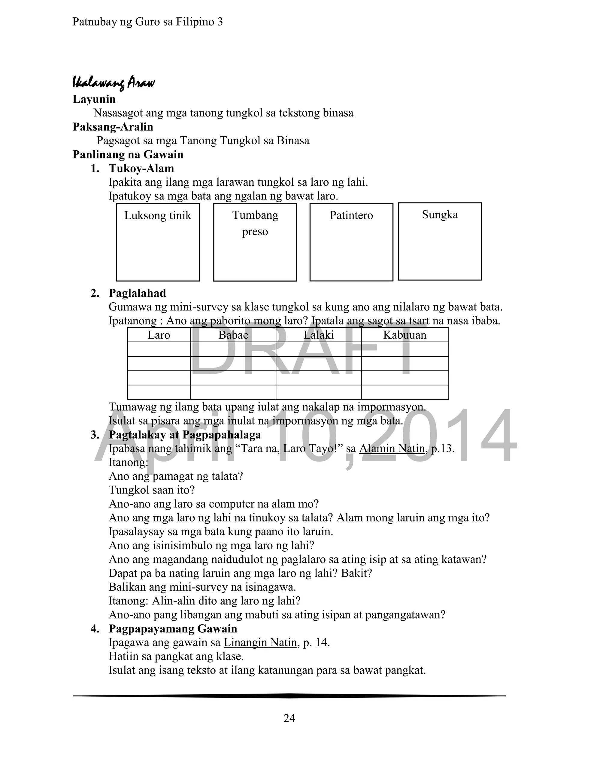 Grade 3 Filipino Teachers Guide | PDF