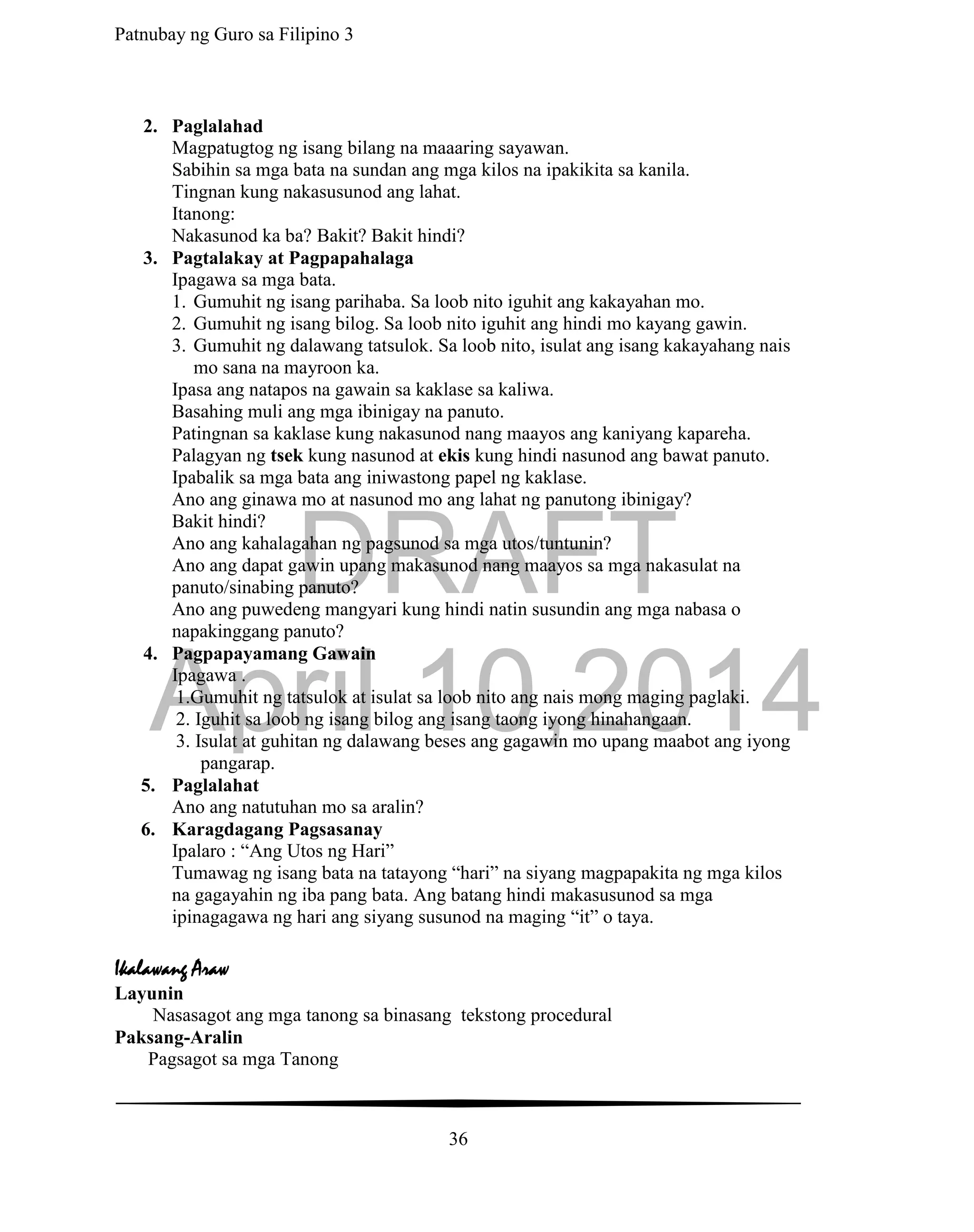 Grade 3 Filipino Teachers Guide | PDF