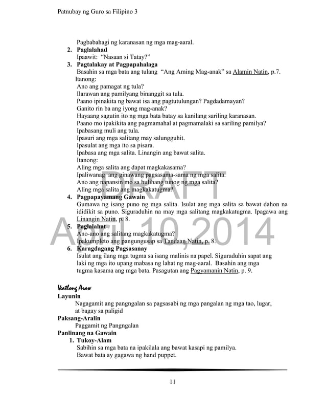 Grade 3 Filipino Teachers Guide | PDF