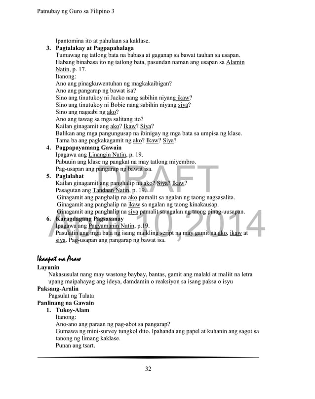 Grade 3 Filipino Teachers Guide | PDF