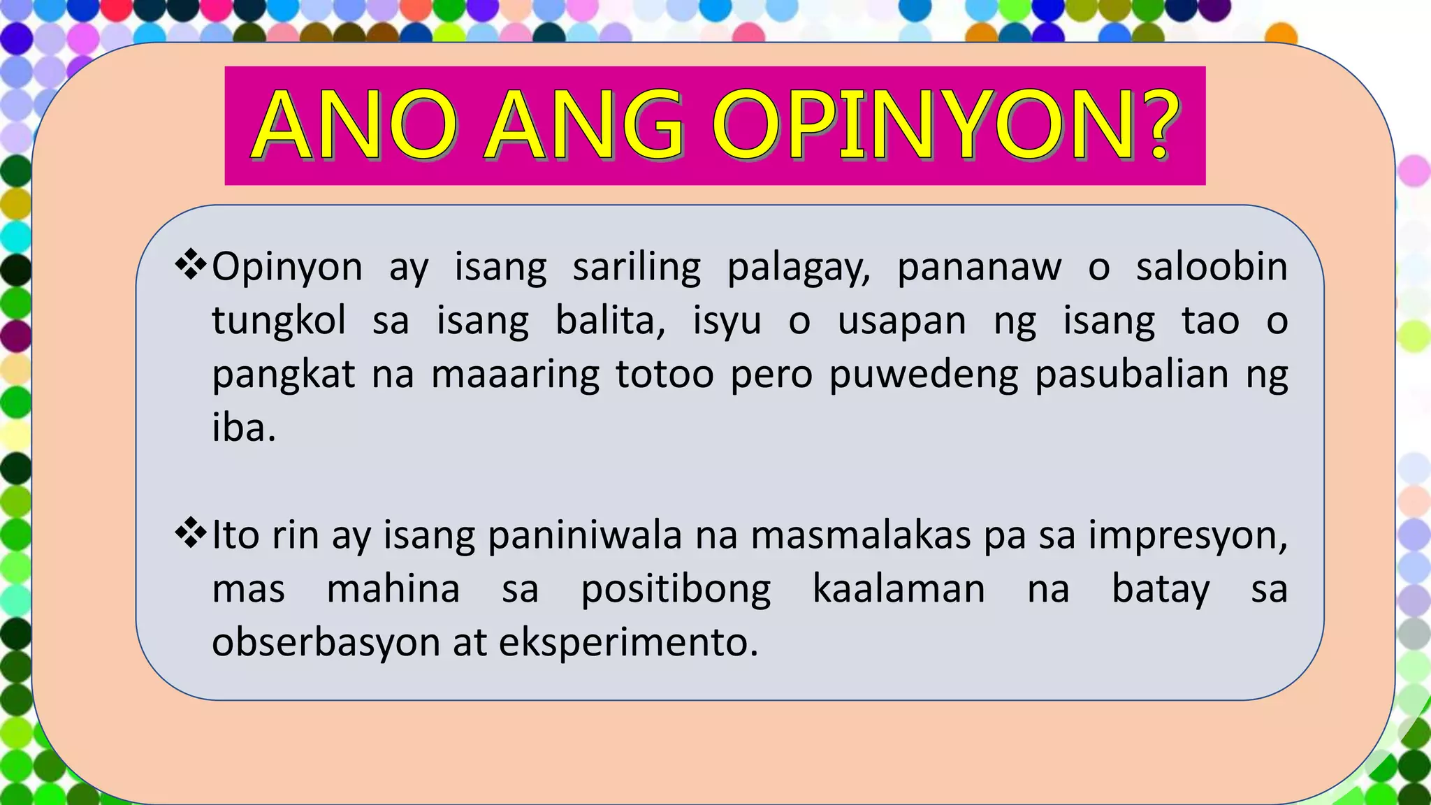 Filipino 3 Yunit III Aralin 2 Pagsasabi ng Sariling Ideya tungkol sa ...