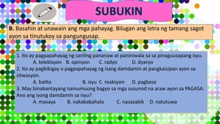 Filipino 3 Yunit III Aralin 2 Pagsasabi ng Sariling Ideya tungkol sa ...