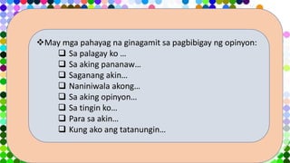 Filipino 3 Yunit III Aralin 2 Pagsasabi ng Sariling Ideya tungkol sa ...