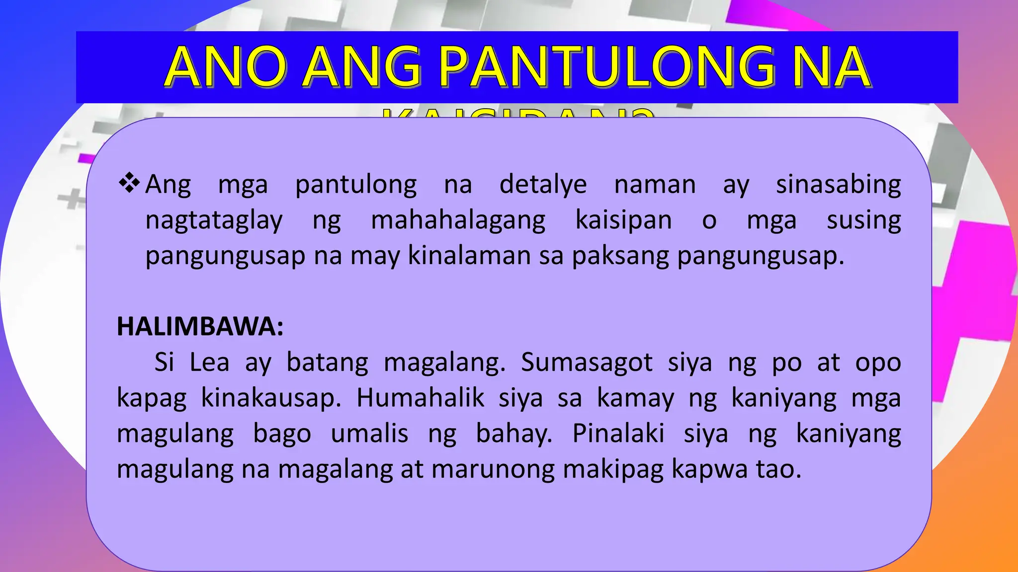 filipino3yunitiiiaralin3pagsasabingpaksaotemangtekstokuwentoosanaysay ...