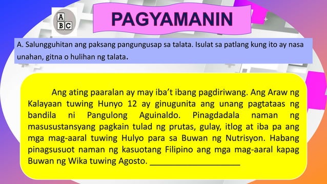 Filipino 3 yunit iii aralin 3 pagsasabi ng paksa o tema ng teksto, kuwento o sanaysay | PPTX