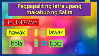 Filipino 3 yunit iii aralin 4 pagpapalit at pagdaragdag ng mga tunog upang makabuo ng bagong ...