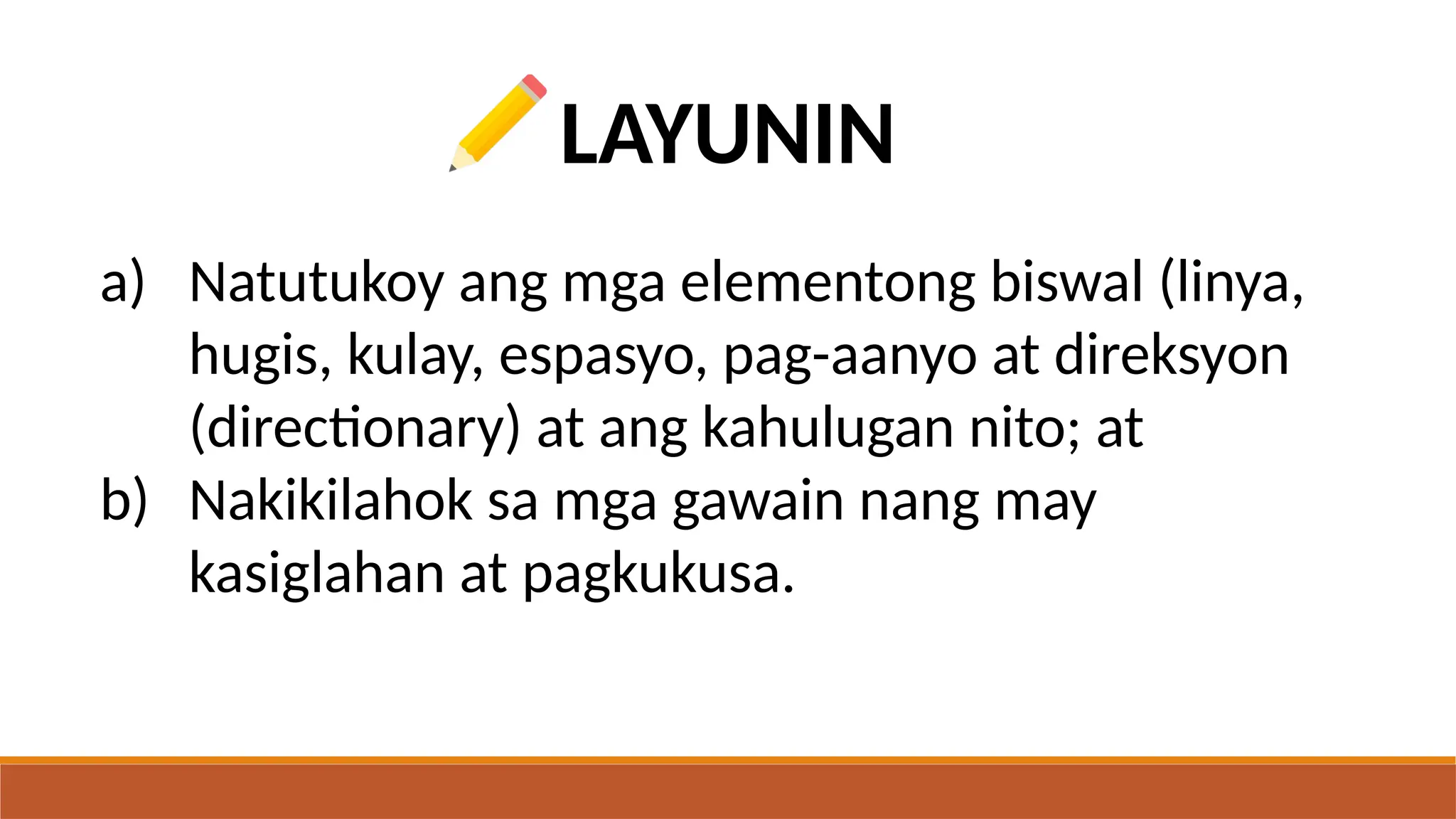 FILIPINO 4 Elementong Biswal-Natutukoy ang mga elementong biswal (linya ...