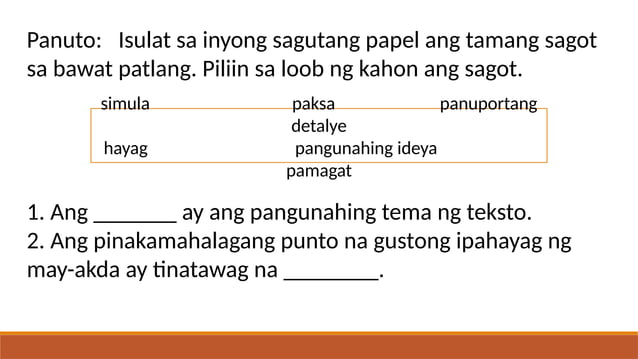 FILIPINO 4 Tekstong Impormatibo-Mga babasahing nagbibigay ng mga ...