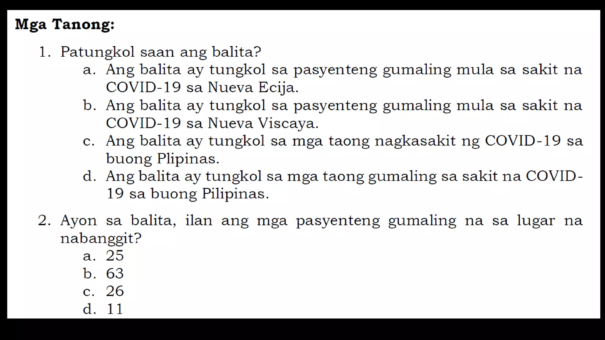 Filipino 5-Pagsagot sa mga Tanong sa Binasang Teksto.pptx