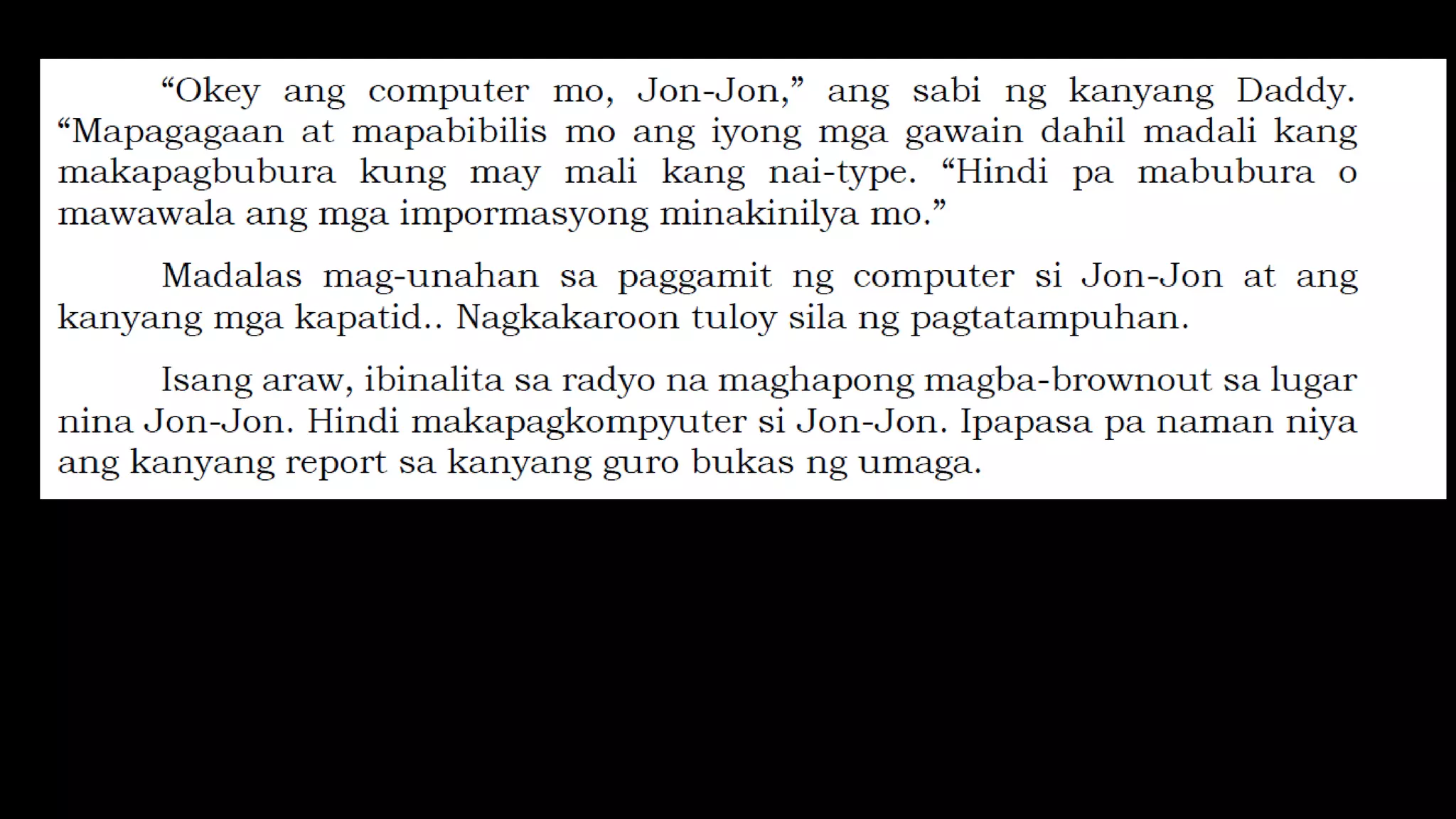 Filipino 5-Pagsagot sa mga Tanong sa Binasang Teksto.pptx