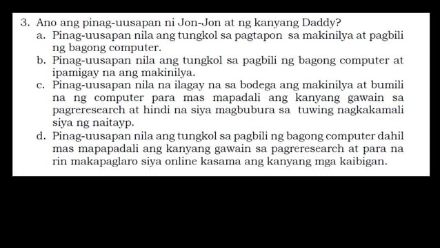 Filipino 5-Pagsagot sa mga Tanong sa Binasang Teksto.pptx