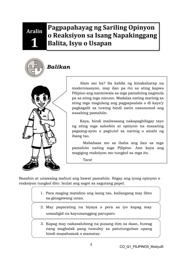 filipino5_q1_mod5_PagpapahayagNgSarilingOpinyonOReaksiyon_v2 (1).pdf | Free Download