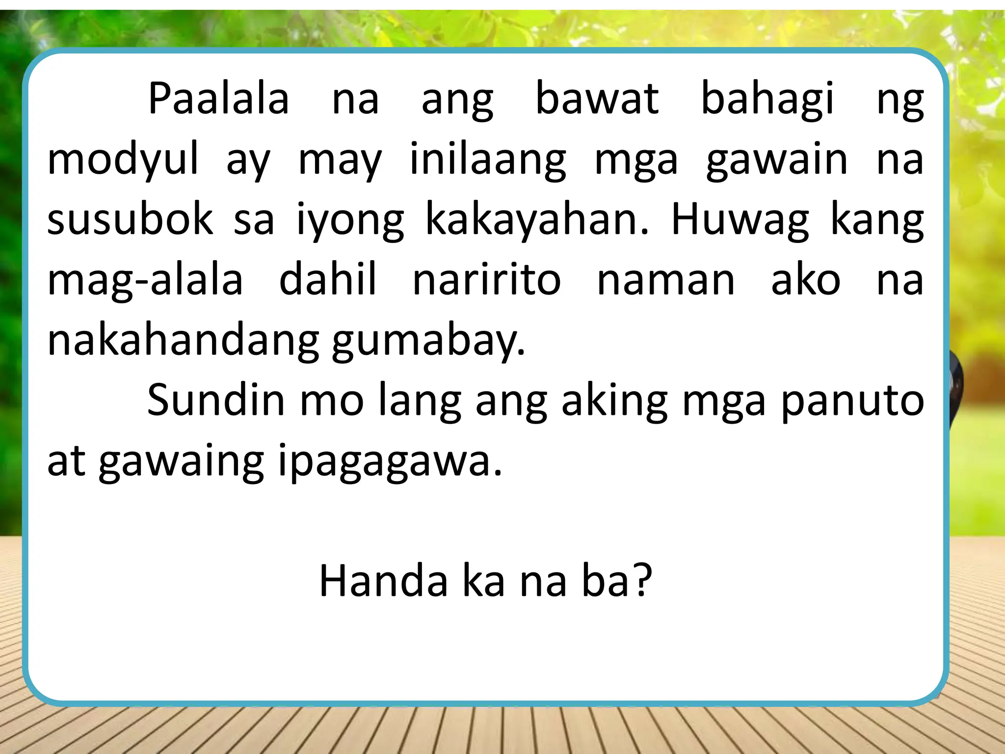 Filipino 5 Q1 Module 1 PAG-UUGNAY NG SARILING KARANASAN SA NAPAKINGGANG ...
