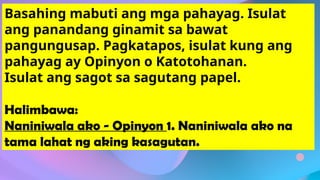 Filipino5_Q3_Wk5 powerpoint presentation Pagsusuri ng Pahayag | PPTX