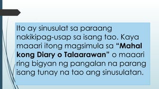 Filipino 6- TALAKAYAN TUNGKOL SA TALAARAWAN.pptx
