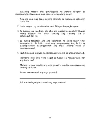 Filipino 6 dlp 1 pagsunod sa mga panuto | PDF