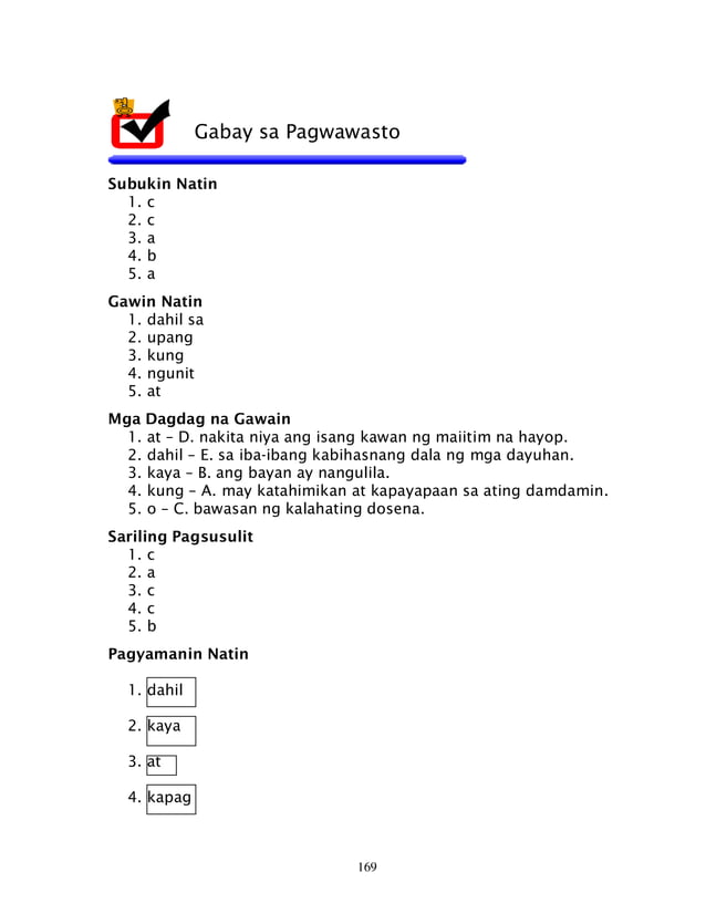 Filipino 6 dlp 15 kilalanin ang mga pag-ugnay sa tambalan at hugnayan | PDF